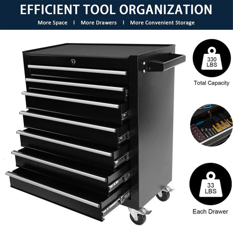 WFX Utility™ 7 Drawer Tool Chest With Wheels,Metal Locking Rolling Tool Box | Wayfair
